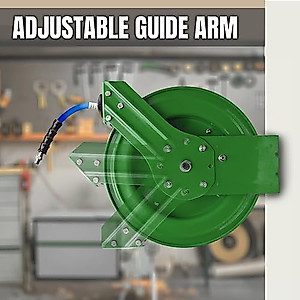 RMX BluSeal Auto Retractable Water Hose Reel with Hot & Cold Water Rubber Garden Hose, Spray Nozzle - Ultra Light, Super Strong with 6' Lead-in Hose (3/4” x 50’ Green)