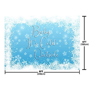 ABLIN 8x6ft Baby It's Cold Outside Backdrop Winter Baby Shower Party Decorations Snowflakes Ice Blue Wonderland Photo Background Snowfall Banner Photo Shoot Props