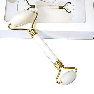 SENSE ISLAND Face Roller Jade Roller for Face, Eye Skin Care, Genuine Jade Stone Facial Roller Massager(White)