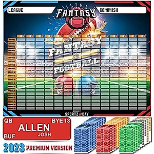 Bambluby Fantasy Football Draft Board 2023-2024 Kit - Extra Large Set with 596 Player Labels - Premium Color Edition[14 Teams 20 Rounds]