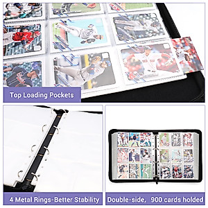 BRGHOMEL Baseball Card Binder with Sleeves, 900 Pockets Display Baseball Card Holder for Baseball Trading Cards, Carrying Trading Card Binder, Organizer for Sports Card and Other TCG