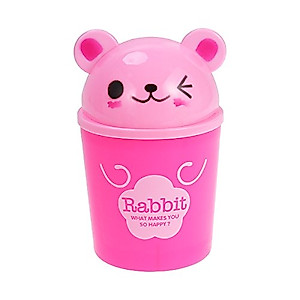 TOYMYTOY Desktop Trash Can Cartoon Animals Wastebasket Rubbish Storage Bin Mini Garbage Organizer (Pink Rabbit)