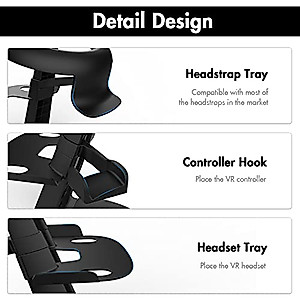 AMVR VR Stand for Quest 2, VR Headset and Touch Controllers Display Holder for Quest 2, PSVR 2, Quest, Rift, Rift S or Valve Index (Black, Just VR Stand)