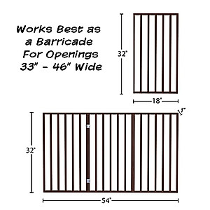 Home Pet Gate Collection - Dog Gate for Doorways, Stairs, or Rooms - 32-Inch Freestanding, Folding, Accordion-Style Wooden Indoor Dog Fence by PETMAKER (Brown)