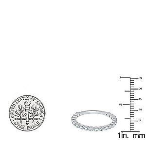 Dazzlingrock Collection Round Aquamarine Eternity Stackable Anniversary Wedding Band in 14K White Gold, Size 7.5