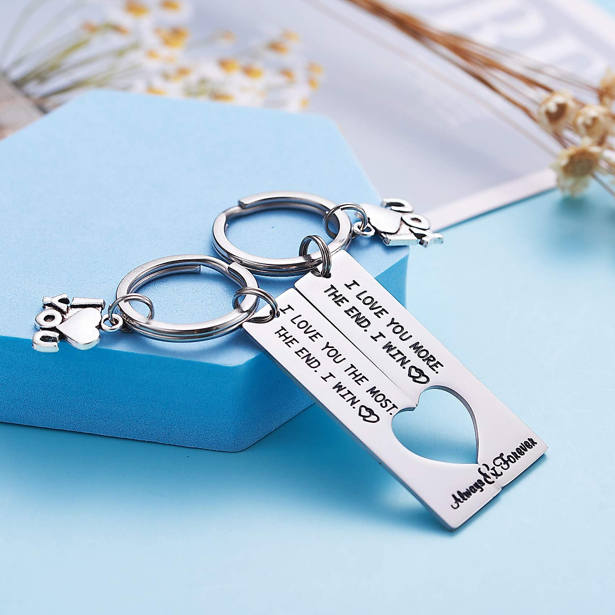 LParkin I Love You The Most The End I Win Keychain Couples Friendship Key Chain Cute Boyfriend Girlfriend Birthday Gifts For Him Her