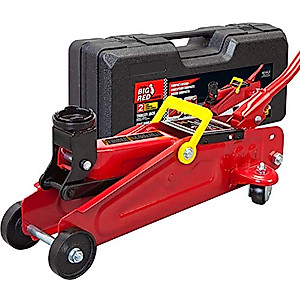 BIG RED T820014S Torin Hydraulic Trolley Service/Floor Jack with Blow Mold Carrying Storage Case, 1.5 Ton (3,000 lb) Capacity, Red