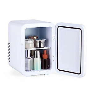 QINGDONGDZA Luxury Mini Fridge Cooler 6 Litre / 8 Cans Skincare Mini Fridge for Bedroom - Car, Office Desk & Dorm Room,12v AC/DC & Exclusive USB Option,Small Portable Fridge,Red