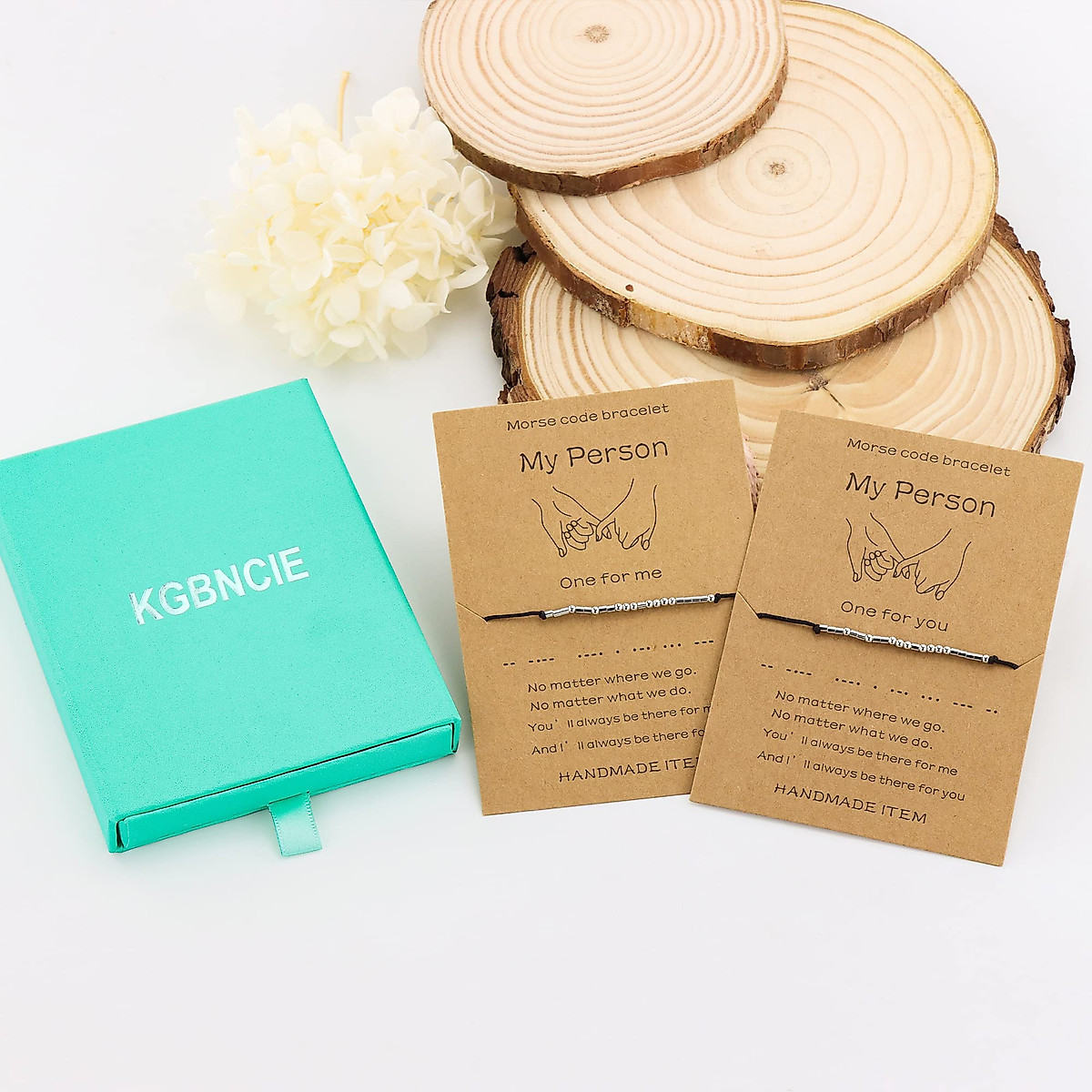 KGBNCE My Person Morse Code Bracelet Pinky Promise Couple Distance Matching Secret Message Friendship Handmade Adjustable Bracelet Jewelry for Women 2 Pieces