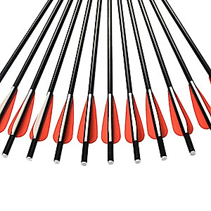 NIKA ARCHERY 12X 16 Crossbow Bolts Fiberglass Arrows with Flat Nock for Outdoor Hunting
