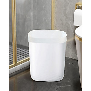 Feisco 2.4 Gallon Trash Can Wastebasket with 60 Counts of Trash Bag,Small Trash Can Garbage Container Bin for Bathroom Bedroom Kitchen Office (White)