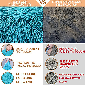 YUSOKI Teal Faux Fur Throw Blanket,2 Layers,50" x 60", Turquoise Soft Fuzzy Fluffy Plush Furry Comfy Warm Blanket for Teens Girls Couch Bed Chair Sofa Bedroom Fall Winter