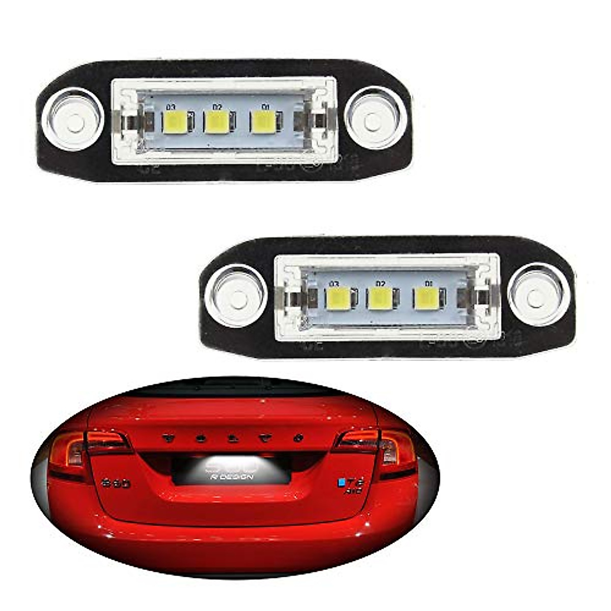 Rui Xin 213 2PCS White LED light Error Free Number License Plate Lights Car Number Lamp For Volvo S80 XC90 S40 V60 XC60 S60 V70 C70 Lamp Bulb Kit