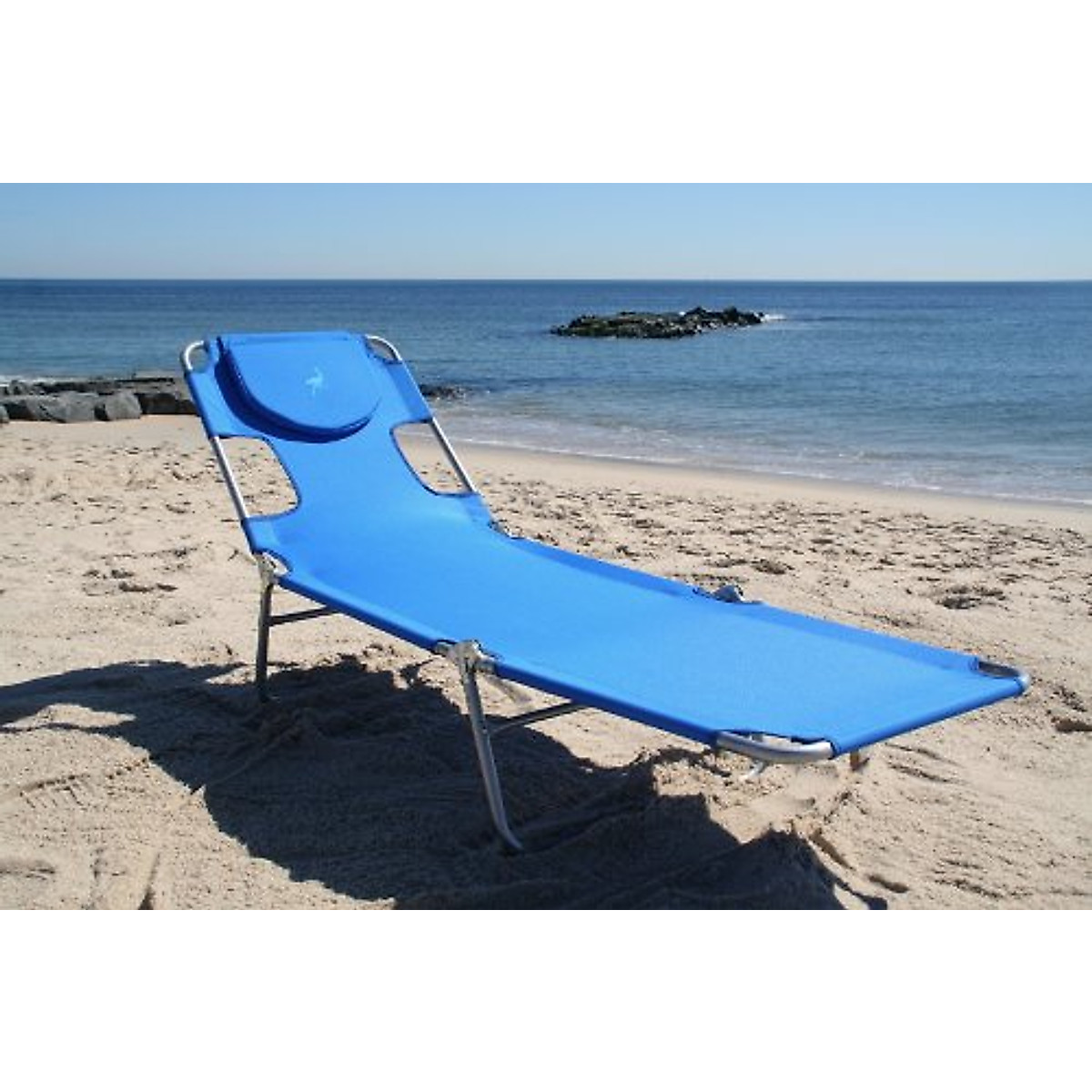 Ostrich Lounge Chaise & Rio Beach Portable Folding Backpack Beach Lounge Chair with Backpack Straps and Storage Pouch, Blue Stripe, ·72“ x 22“ x 10"