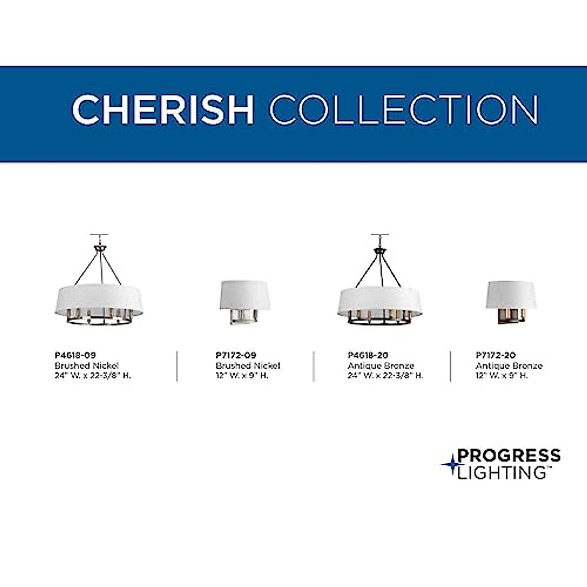 Cherish Collection 6-Light White Linen Shade Coastal Chandelier Light Brushed Nickel