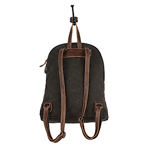 Myra Bag Blue Breeze Upcycled Canvas & Cowhide Leather Backpack S-1571