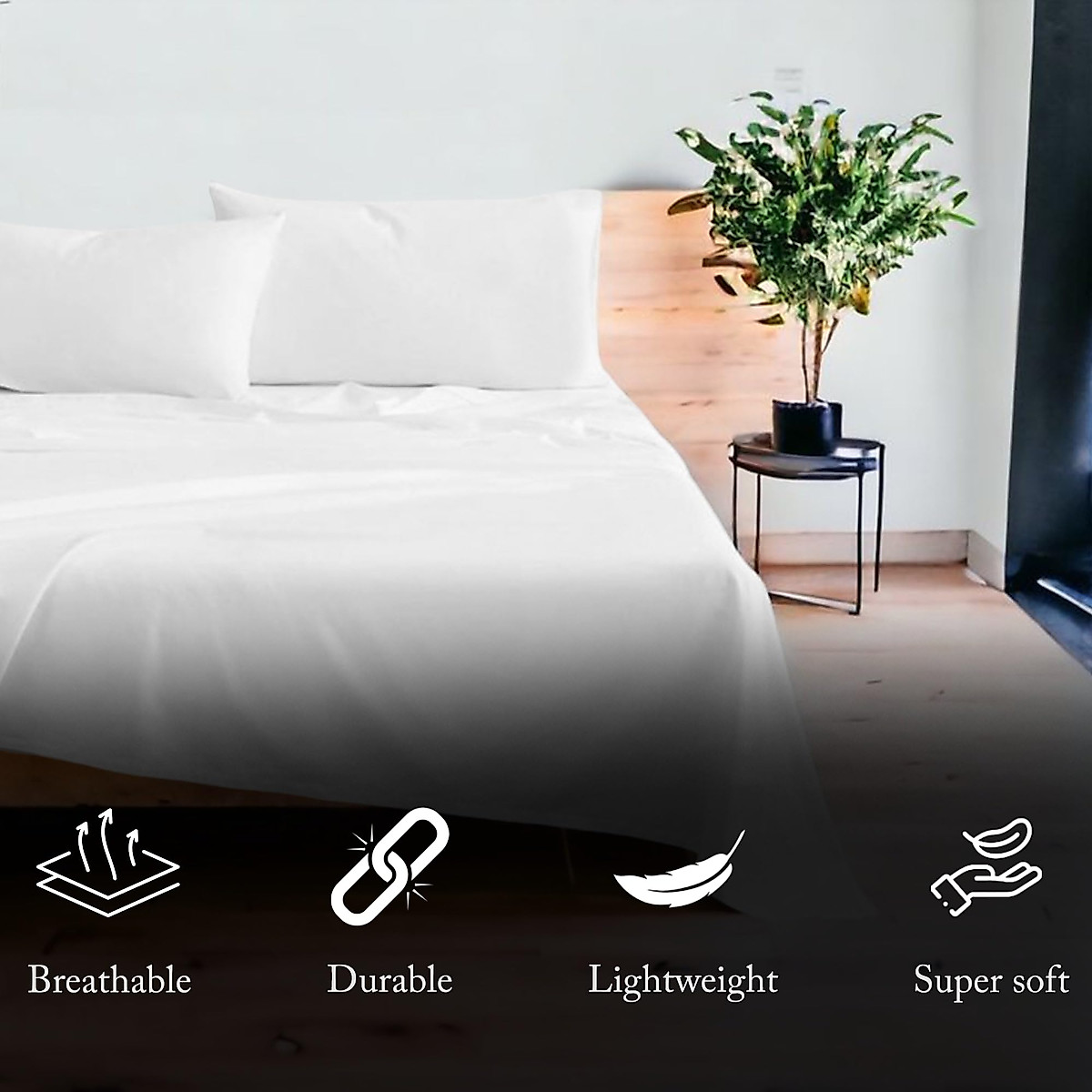 BLUECLANS Twin Size Sheet Set White 1000 Thread Count Egyptian Cotton Sheets 4 Pc Bed Sheet Set 17” Deep Pocket Cooling Sheets Luxury Bedding Sateen Weave Flat, Fitted Sheet, 2 Pillow Cases