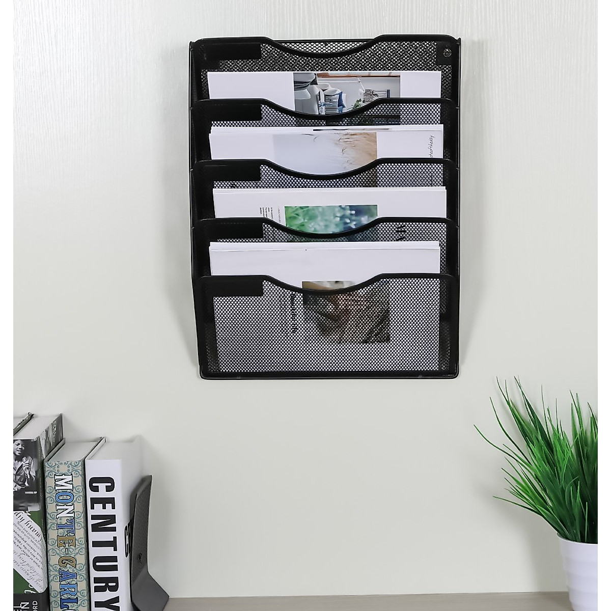 EasyPAG 5 Pockets Mesh Wall File Holder for Office & Home