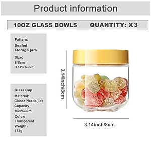 DNIENKGE Glass Sealed jar Confectionery Container – 10oz Kitchen Glass Sealed Storage Jar with Stackable Sealed Lid for Kitchen Seasoning, Coffee Beans, Tea, Sugar, Vanilla (3PCS)