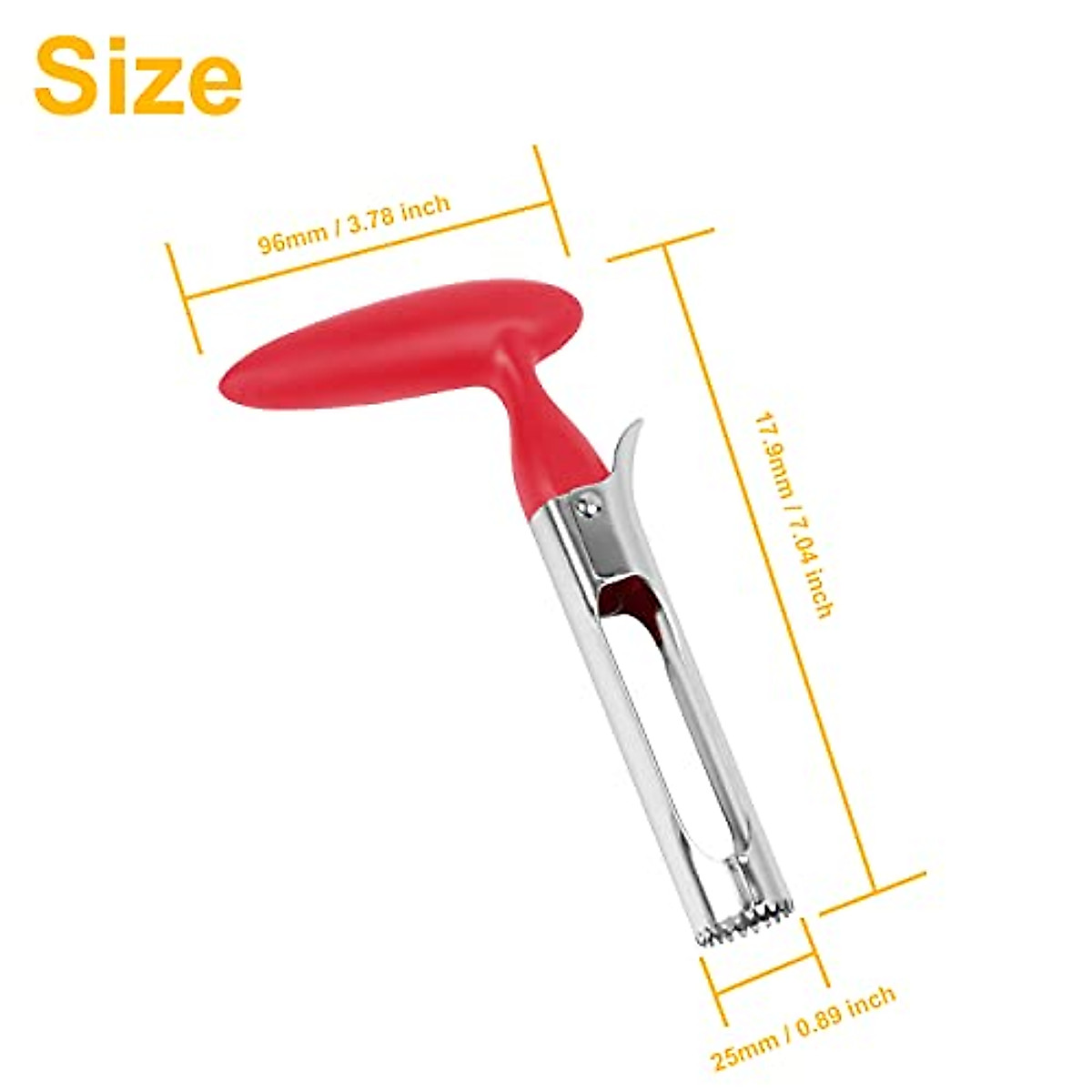 KUFUNG Apple Corer - Easy to Use Durable Apple Corer Remover for Pears, Bell Peppers, Fuji, Honeycrisp, Gala and Pink Lady Apples - Stainless Steel Best Kitchen Gadgets Cupcake Corer (M, Red)