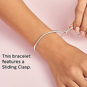 Pandora Jewelry Moments Slider Snake Chain Charm Cubic Zirconia Bracelet in Sterling Silver