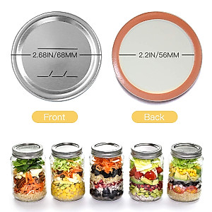 Canning Lids Regular Mouth For Ball/Kerr Jars, Split-Type Metal Mason Jar Lids with Silicone Seals, Silver, 48 Count