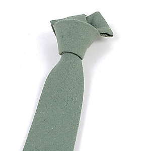 Elfeves Men Skinny Mint Green Ties Cotton Timeless Narrow Width Best Neckties for Grooms