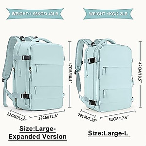 Large Travel Backpack For Women Men, Carry On Backpack,Hiking Backpack Waterproof Outdoor Sports Rucksack Casual Daypack Fit 15.6 Inch Laptop with USB Charging Port Shoes Compartment(Blue Expansion)