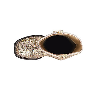 ROPER Kids Girls Glitter Galore Square Toe Casual Boots Mid Calf - Gold - Size 1 M