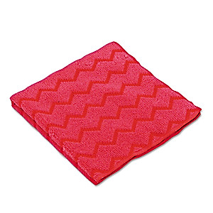 Rubbermaid Commercial Q620RED HYGEN Microfiber Cleaning Cloths, 16 x 16, Red, 12/Carton
