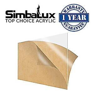 SimbaLux Acrylic Sheet Clear Cast Plexiglass 5” x 7” 0.08” Thick (2mm) Pack of 2 Transparent Plastic Plexi Glass Board with Protective Paper for Photo Frame Replacement, DIY Display Projects, Craft