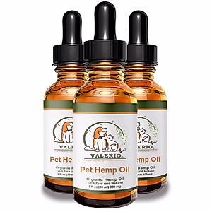 Valerio Pets Hemp Oil for Dogs and Cats - 1 Oz - Hemp Oil Drops with Omega Fatty Acids - Hip and Joint Support and Skin Health (3 Pack - 3 x 1 Oz)