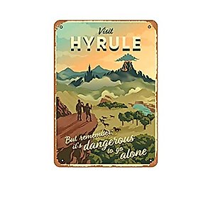 Tin Sign Vintage Legend Of Zelda Hyrule Travel Posters Video Game Poster Canvas Poster Mural Art Poster Home Decoration Player Room Decoration Wall Decor Decorations Art Poster Gift Metal Sign 8x12Inch