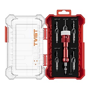 ENERTWIST Countersink Drill Bit Set with Adjustable Depth Stop, 5Pcs 82 Degree Carbide Tipped Countersink Bit with1/4 Quick Release Hex Shank for Woodworking, Carpentry, Pilot Screw Hole Set