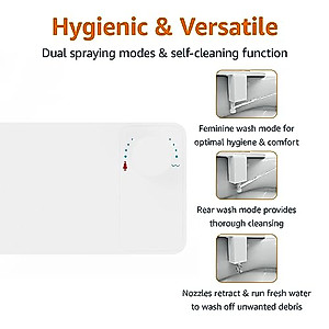 Amazon Basics Nonelectrical Bidet Attachment for Toilet with Water Adjustment, Slim, 16.42" x 4.61" x 3.5"