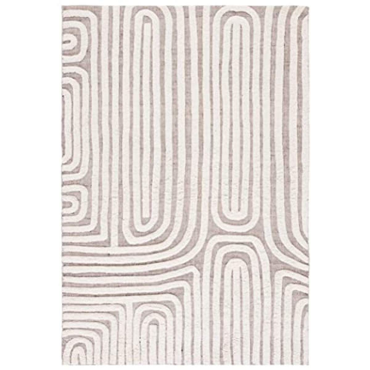 SAFAVIEH Kilim Collection Area Rug - 8' x 10', Beige & Ivory, Handmade Mid-Century Modern Deco Wool, Ideal for High Traffic Areas in Living Room, Bedroom (KLM652B)