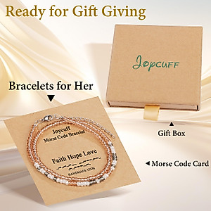 JoycuFF Morse Code Bracelets for Daughter Niece Inspirational Bracelets for Women Mom Encouragement Valentine's Day Mother's Day Birthday Graduation Gifts Meaningful You Make a Difference