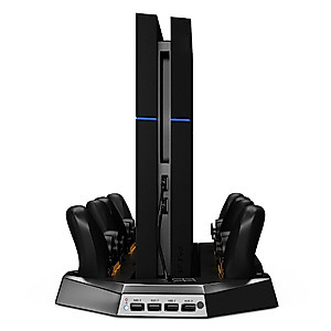 New Vertical Stand Dual Cooling Fan for Playstation 4 Console Four Charging Stations for Dual Shock4 PS4 Controllers