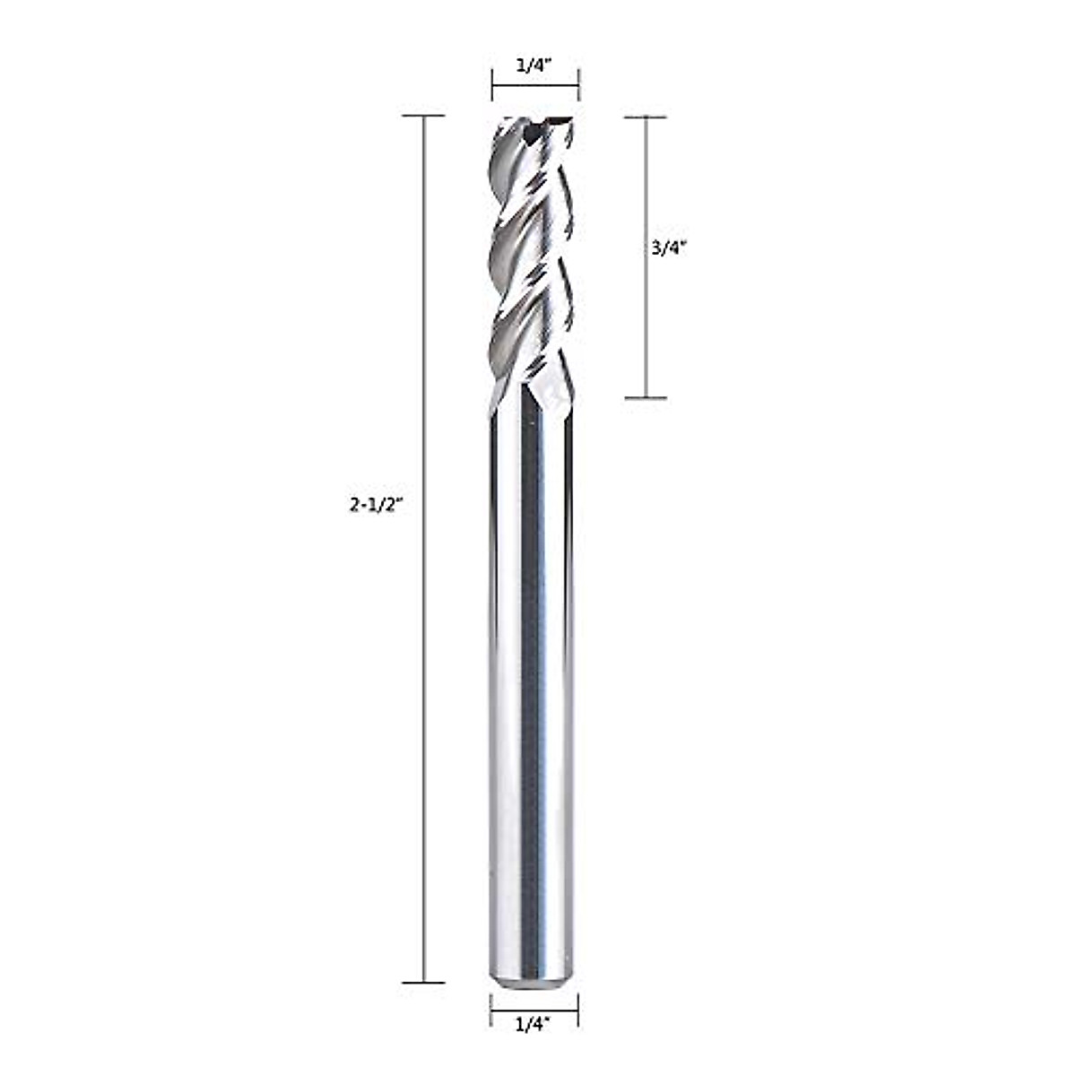 SpeTool 1/4 End Mill for Aluminum 3 Flutes CNC Spiral Router Bit for Aluminum Cut Non-Ferrous Metal Upcut 2.5 inches Long 5 Pieces