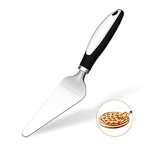 KUFUNG Pizza Sever, Stainless Steel Pizza Pastry Server, Pizza Cutter Shovel with Non Slip Handle for Pizza, Pies, Waffles and Dough Cookies, Easy to Use and Clean (2.4x5 inch(Triangle), Black)
