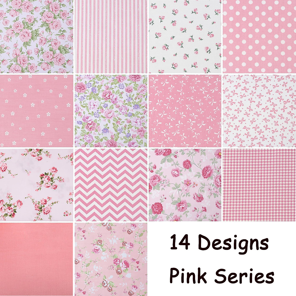 Nodsaw Pink Charm Packs for Quilting 5 inch - 5x5 Charm Squares Precut Quilting Fabric - 100% Cotton Fabric Squares for Sewing DIY Patchwork (42Pcs) ﻿