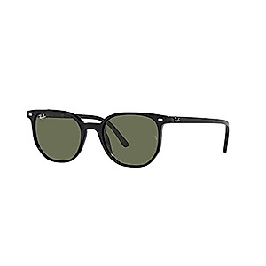 Ray-Ban RB2197 Elliot Square Sunglasses, Black/Green, 52 mm