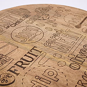 Mud Pie Wooden Charcuterie Lazy Susan, Brown, 20" x 16"