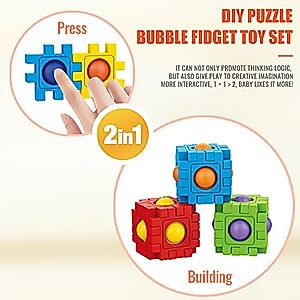 ATKSH 48 PCS Push Pop it Blocks, Sensory Fidget Toy, Stress Relief & Autism Sensory Toy for Children