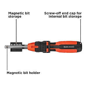 BLACK+DECKER Ratcheting Screwdriver, 10 Bit (BDHT68000)