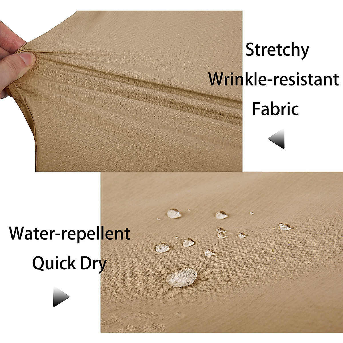 Derminpro Men's Classic Fit Stretch Nylon Waterproof Golf Shorts with Zip Pockets Khaki XX-Large