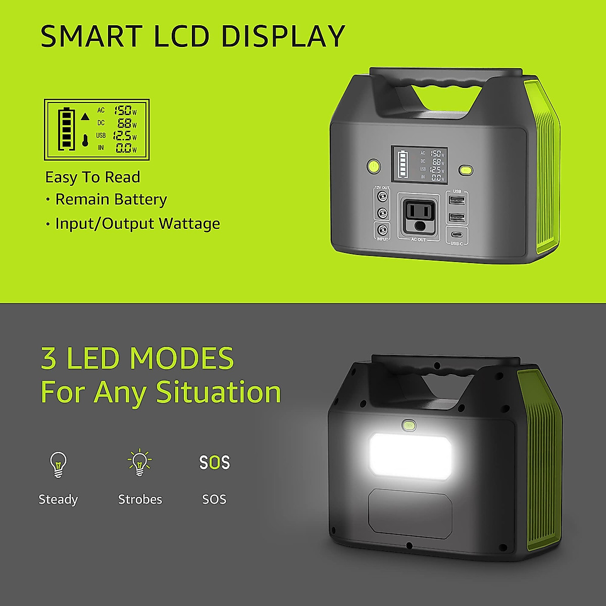 EnginStar 150W Small Solar Generator with 40W Solar Panel, 6 Outputs 42000mAh Portable Charger Power Bank for Outdoor Home Emergency