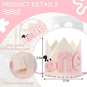 Cowgirl 1st Birthday Crown for Girls - Farm Party Decorations, Western Hat, Holy Cow I Am One Decor, Pink