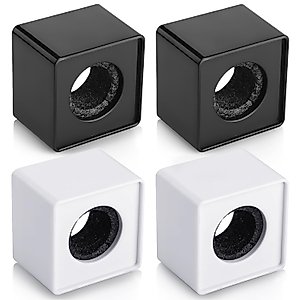 Facmogu 4PCS Black & White Microphone Flag Station, Portable Square Cube Shaped Interview Mic Flag Station with Foam, Microphone Flag Microphone Accessories for Interview KTV Reporter Host