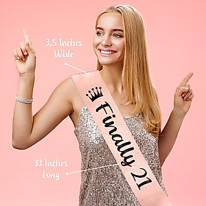 21st Birthday Party Decorations for Her Rose Gold Supplies Big Set with Birthday Banner and 21 BDay Digit Balloons for Women Including Latex and Confetti Balloons